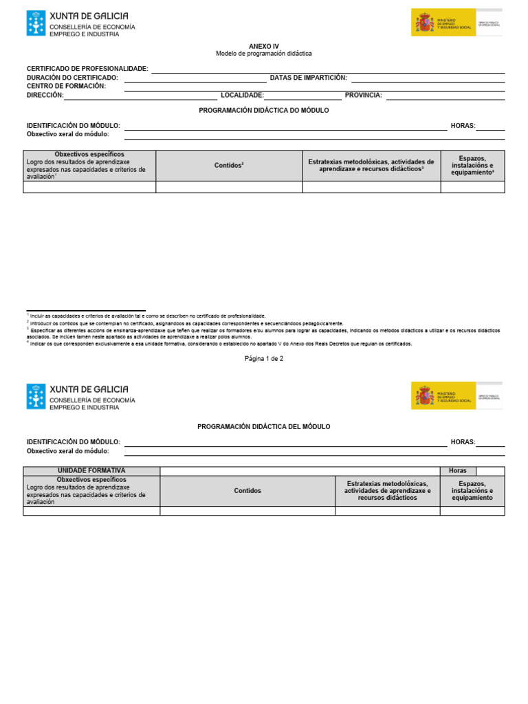 Anexo IV Programación Didáctica | PDF