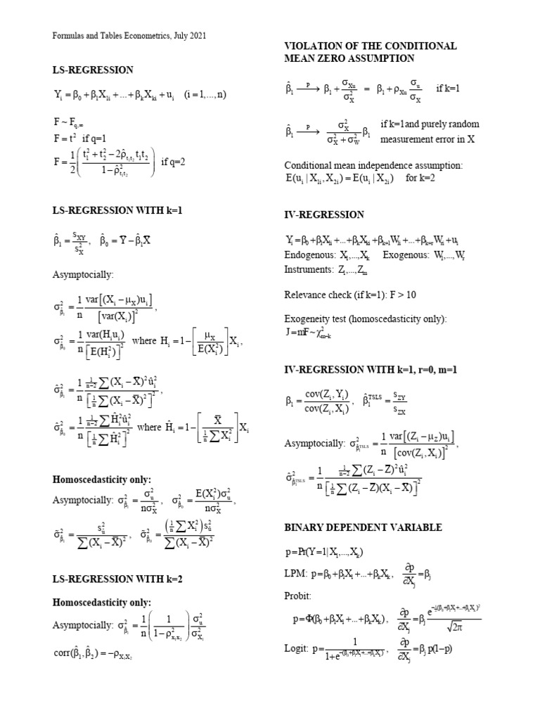 Exam Formulas (2021) | PDF | Statistical Theory | Statistics