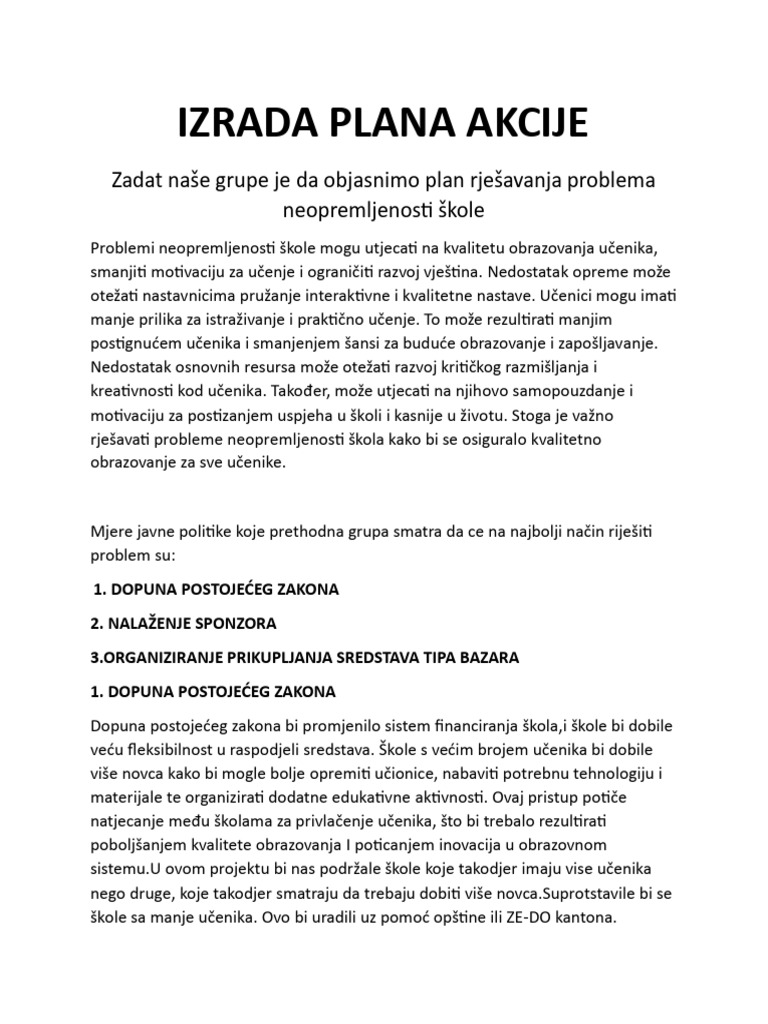 Izrada Plana Akcije | PDF