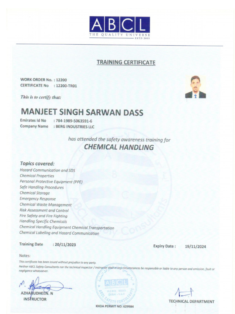 Chemical Handler | PDF