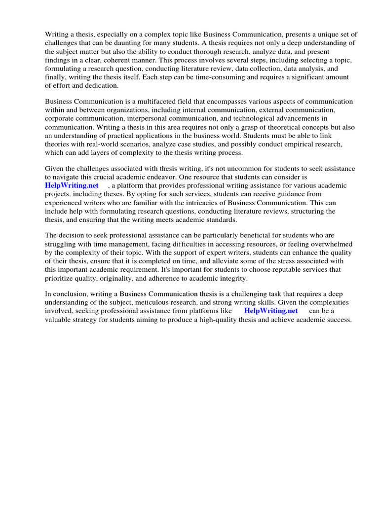 Business Communication Thesis PDF | PDF | Communication | Thesis