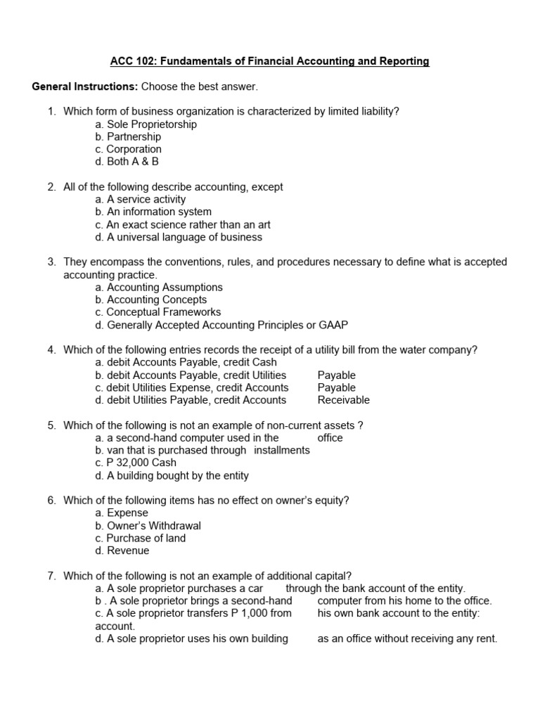Accounting Fundamentals Quiz | PDF | Debits And Credits | Equity (Finance)