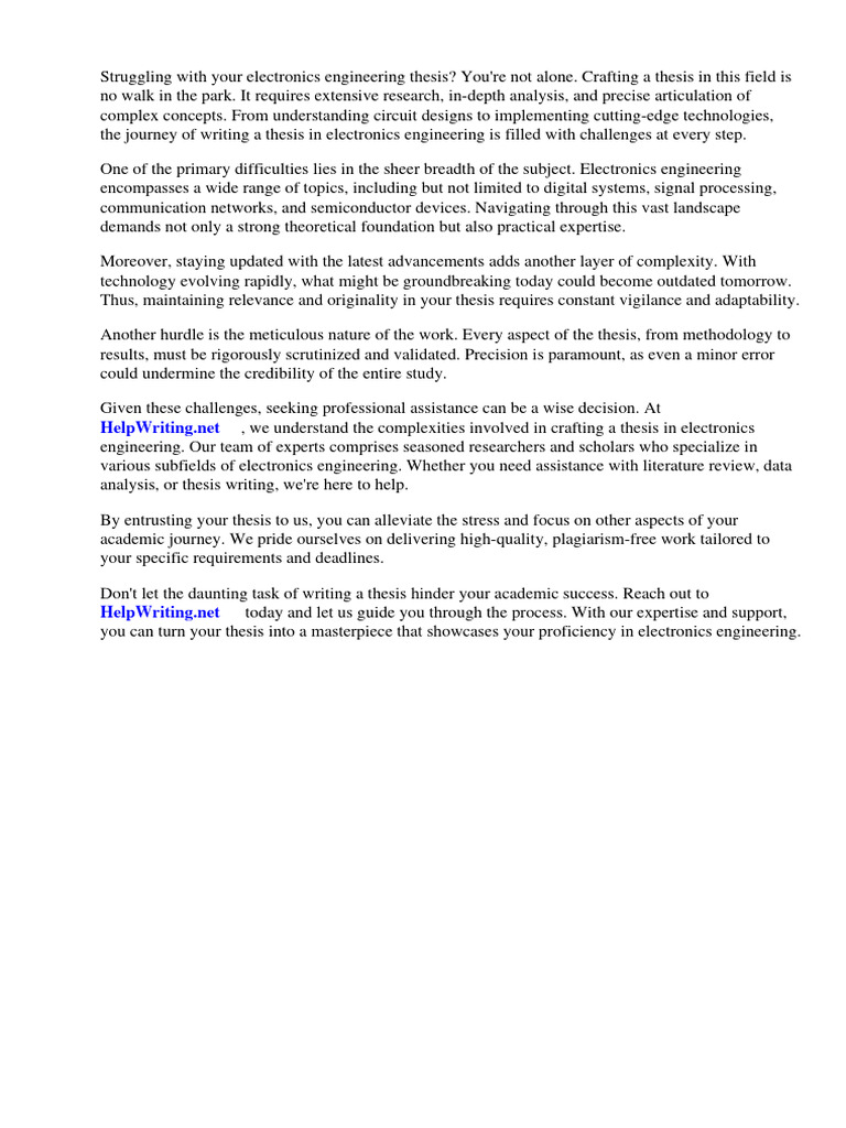 Electronics Engineering Thesis Help | PDF | Thesis | Engineering