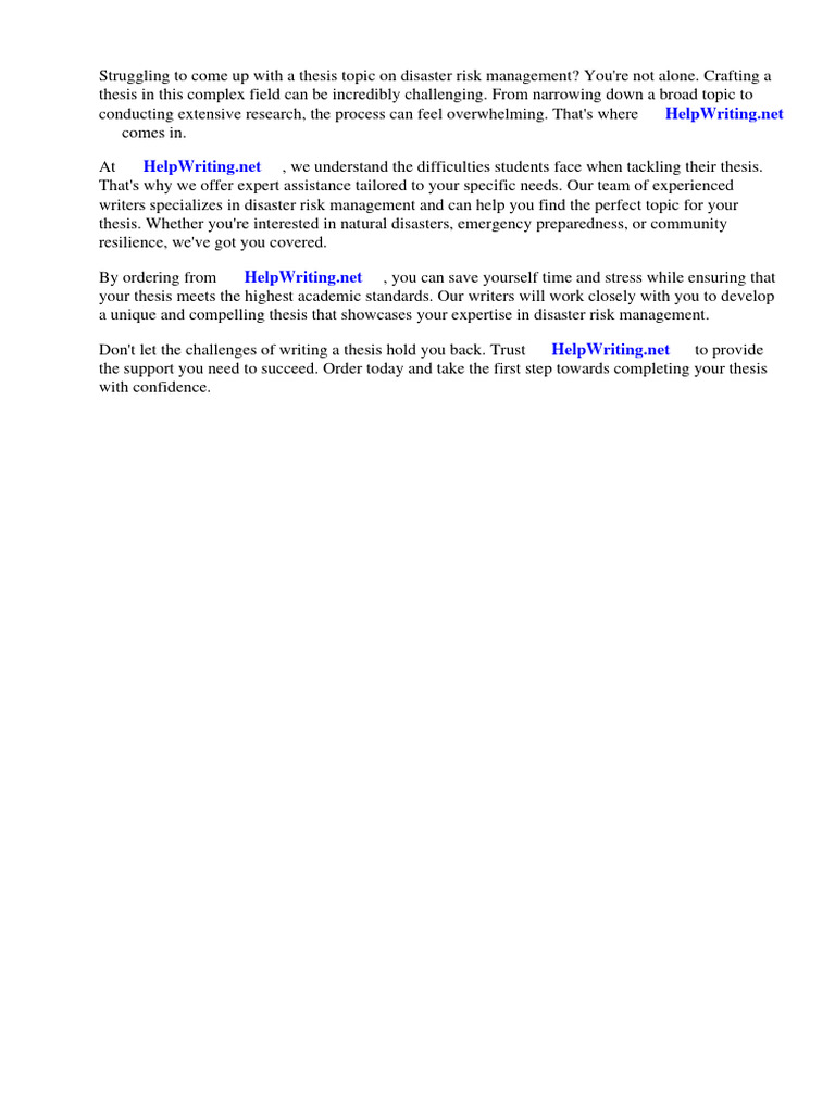 Disaster Risk Management Thesis Topics | PDF | Emergency Management | Disaster Risk Reduction