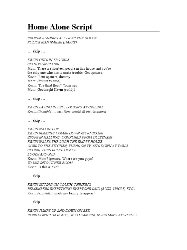 Home Alone Script | Violence