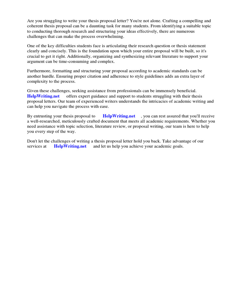 How To Make A Thesis Proposal Letter | PDF | Thesis | Methodology