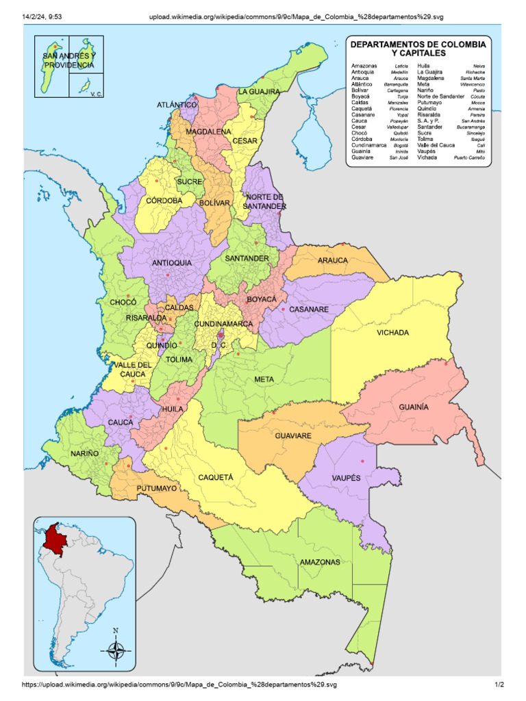 Mapa de Colombia con Departamentos | PDF | Ciencia y matemáticas ...