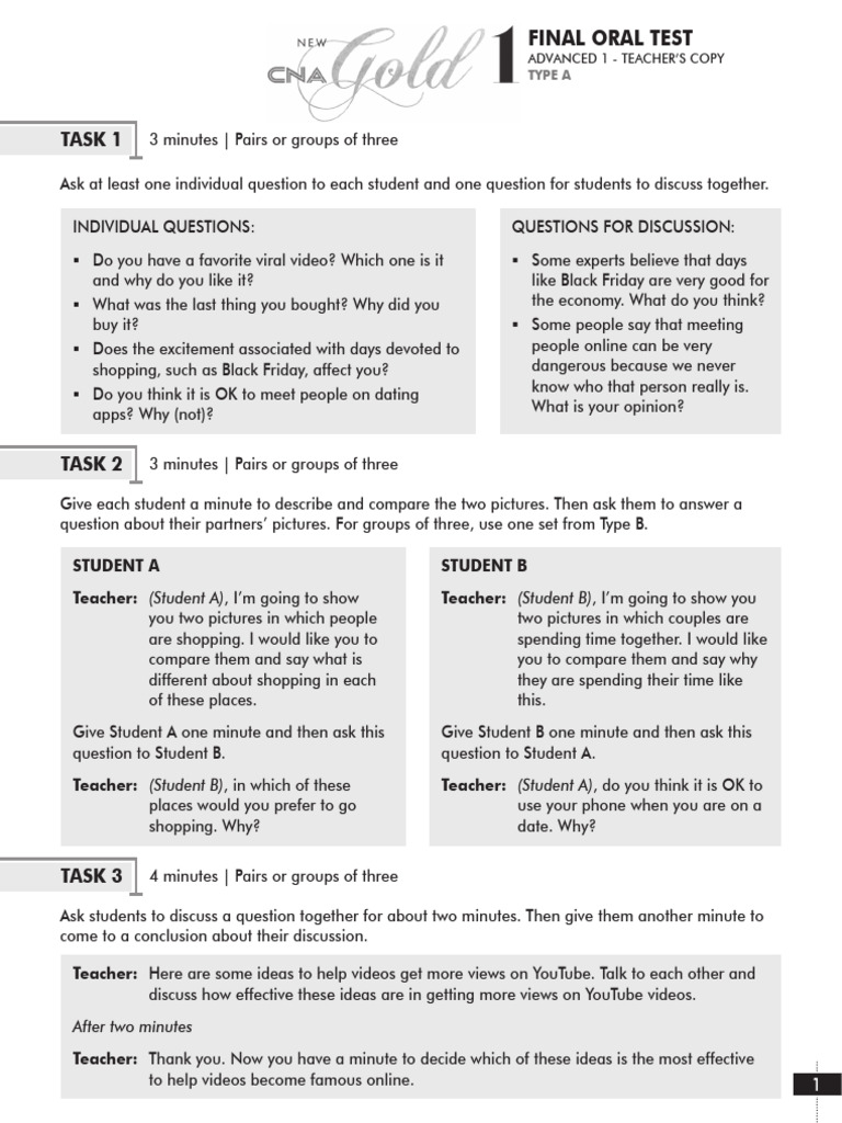 Advanced 1 Final Oral Test Guide | PDF | Human Communication ...