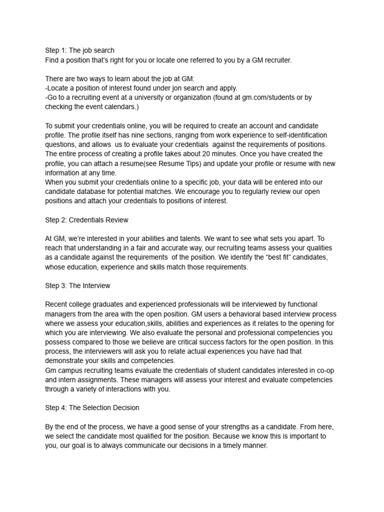 Manecon GM Hiring Process. | PDF