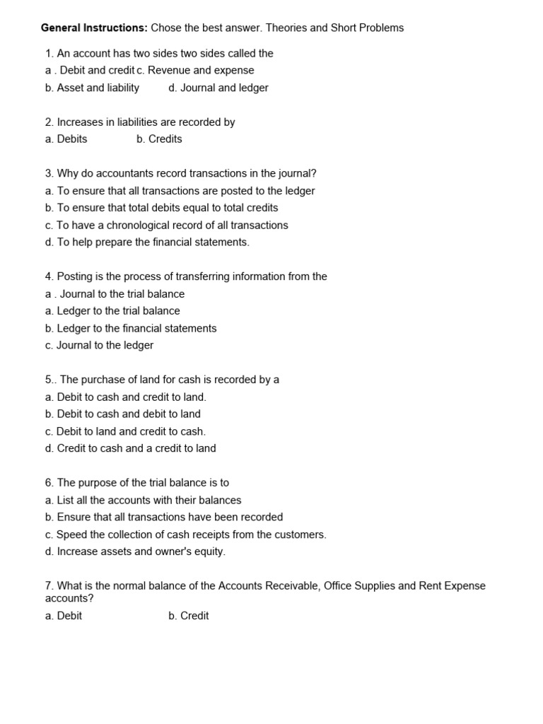 Journal Entry Posting Quiz | PDF | Debits And Credits | Corporate Jargon