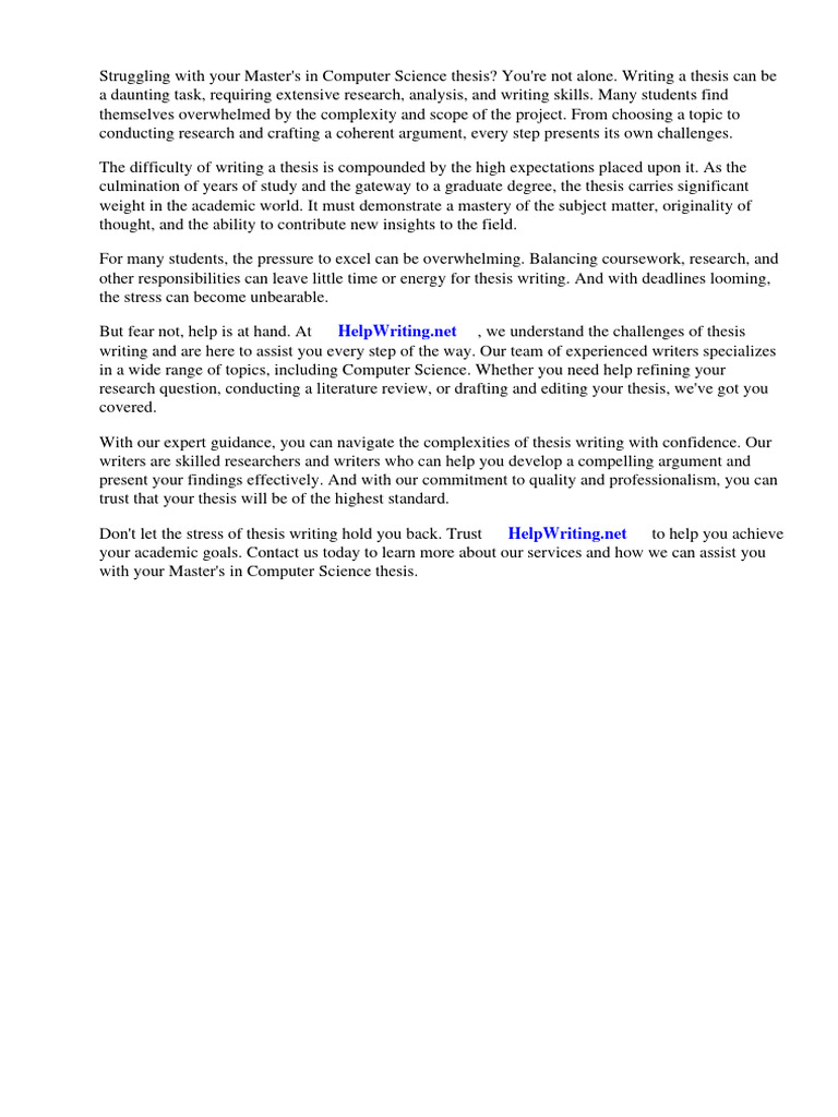 Masters in Computer Science Thesis Topics | PDF | Thesis | Computer Science