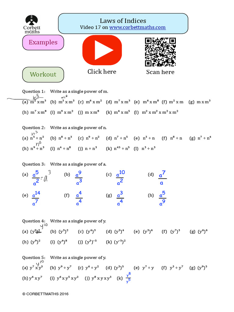 Laws of Indices PDF | PDF
