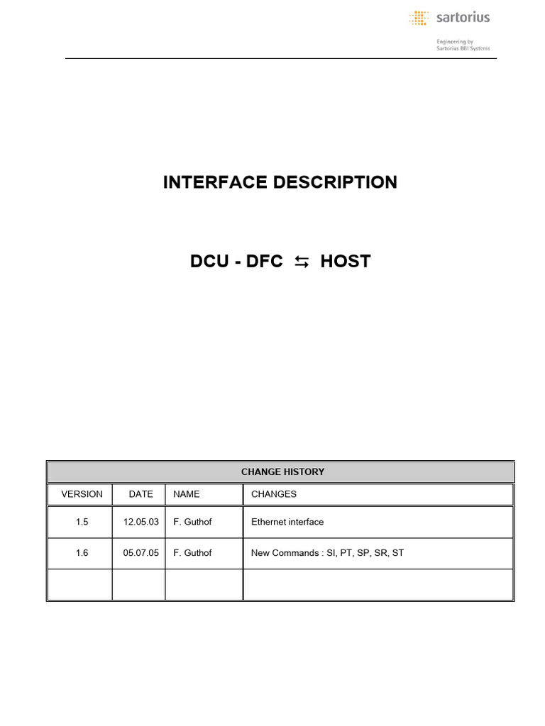 Sartorius Manual Dcu-Host Interface 1 - 6 | PDF | Parameter (Computer Programming) | String ...