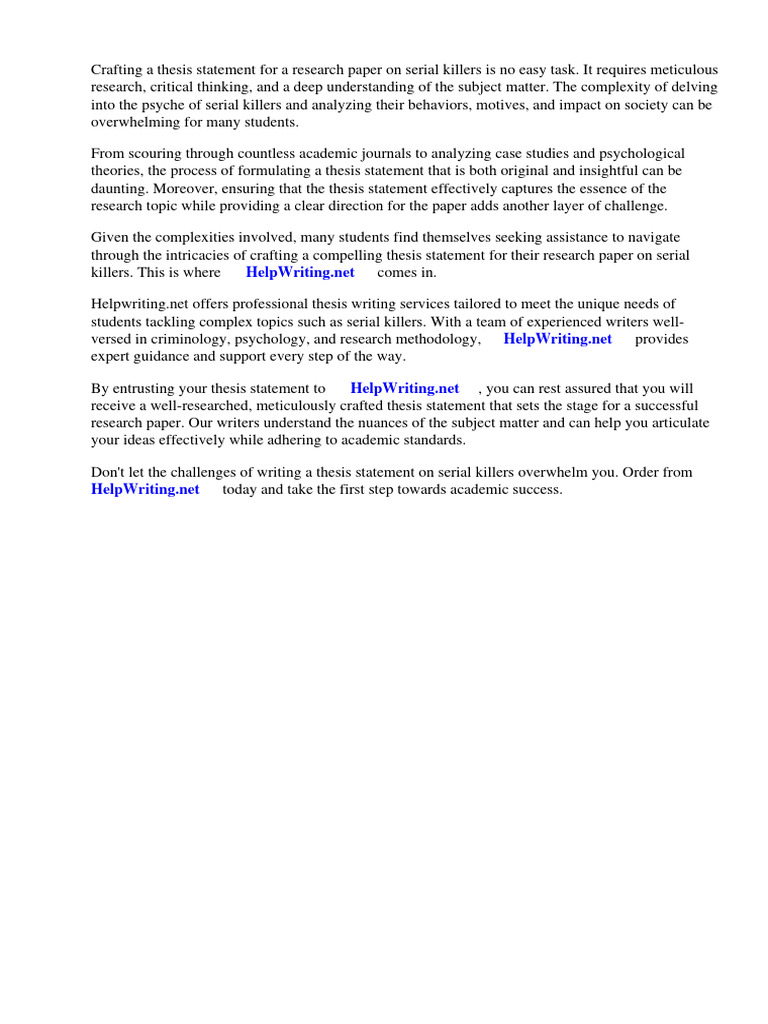 Thesis Statement For Research Paper On Serial Killers | PDF | Serial ...