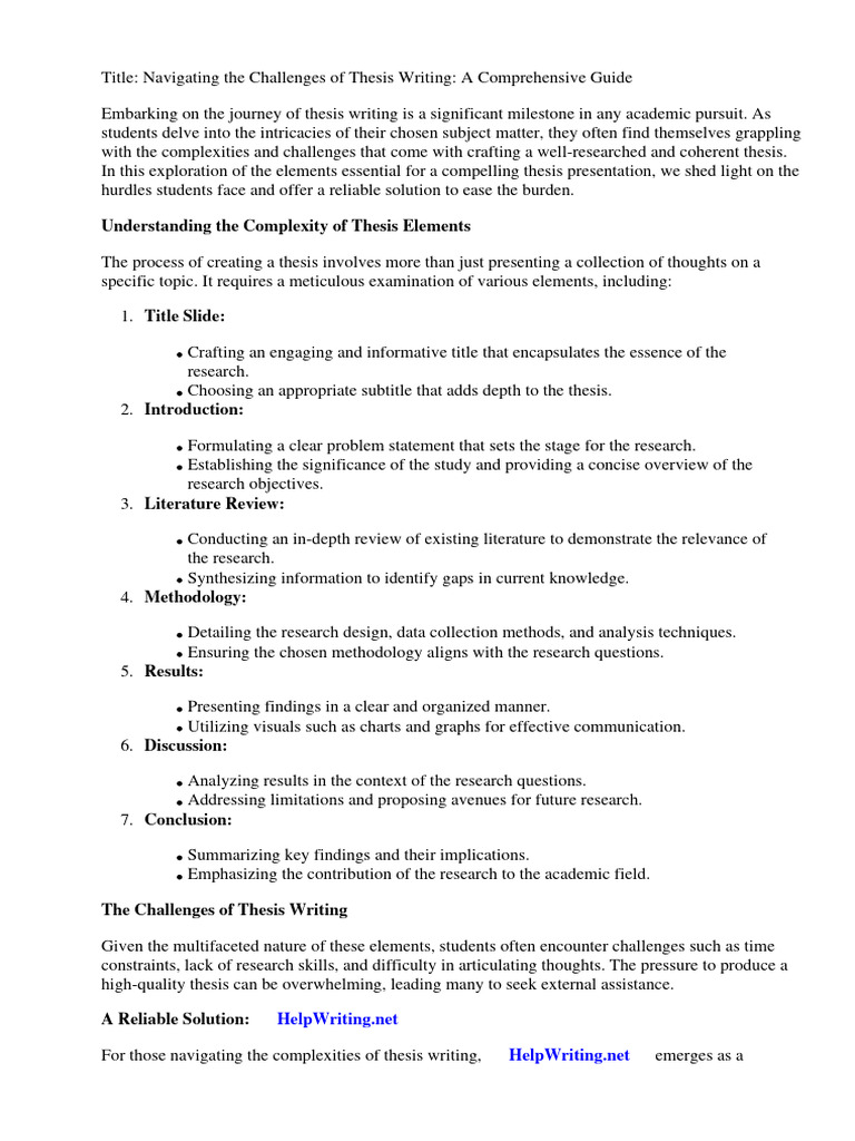 Thesis Elements | Download Free PDF | Thesis | Methodology