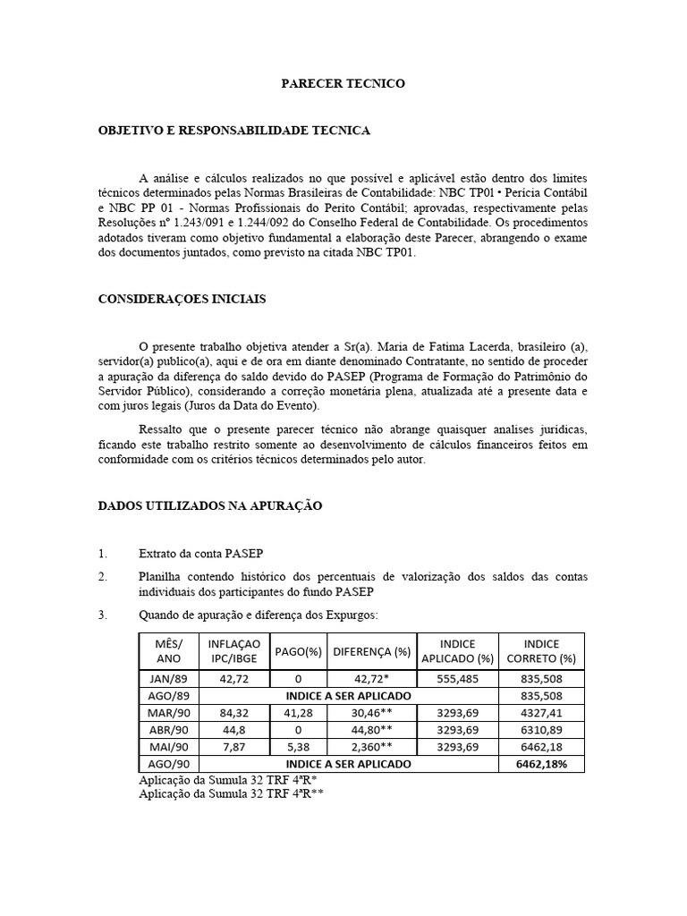 Parecer Tecnico | Download grátis PDF | Contabilidade | Contabilidade ...