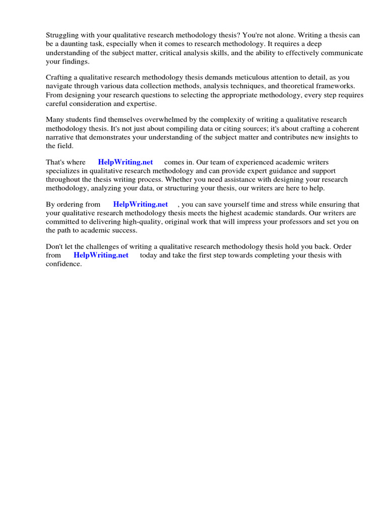 Qualitative Research Methodology Thesis | PDF | Methodology ...