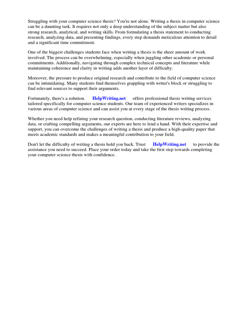 Thesis For Computer Science | PDF | Thesis | Computing
