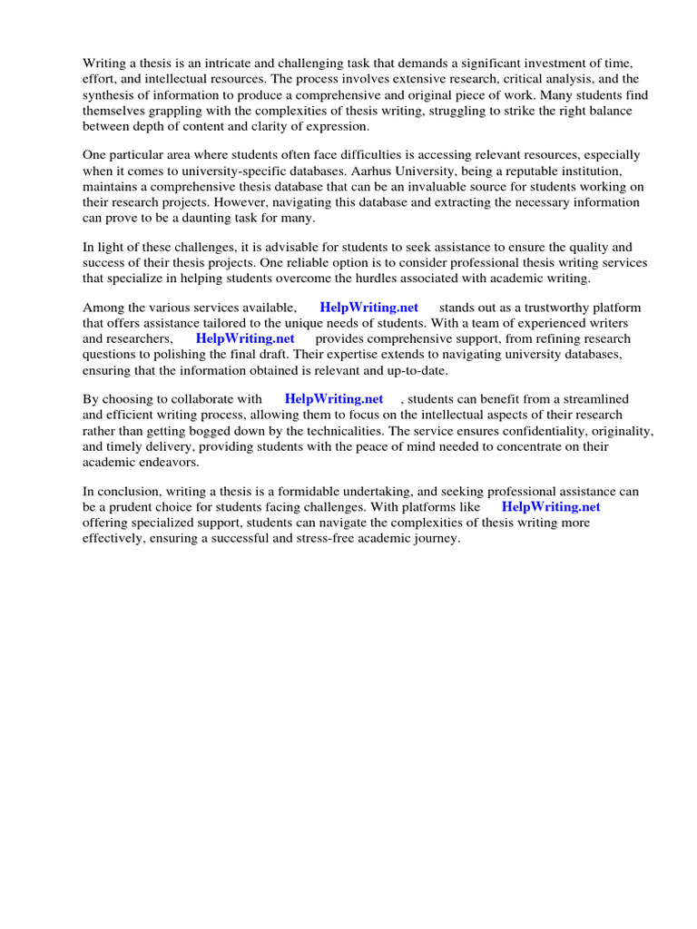 Aarhus University Thesis Database | PDF | Thesis | Doctor Of Philosophy