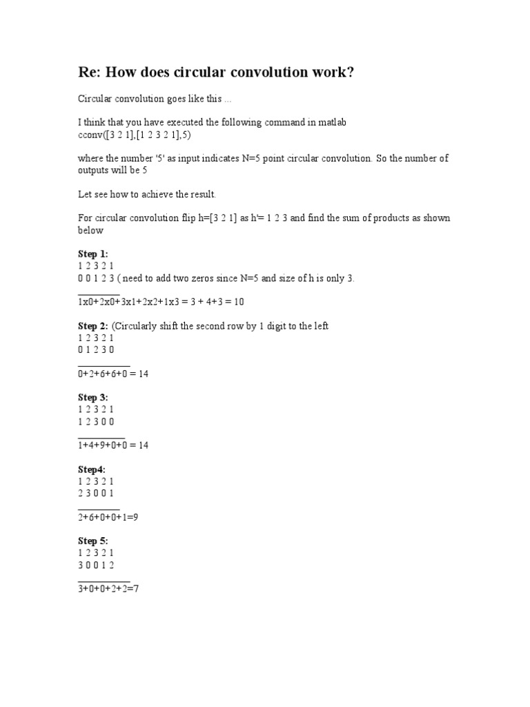 Understanding Circular Convolution in MATLAB | PDF