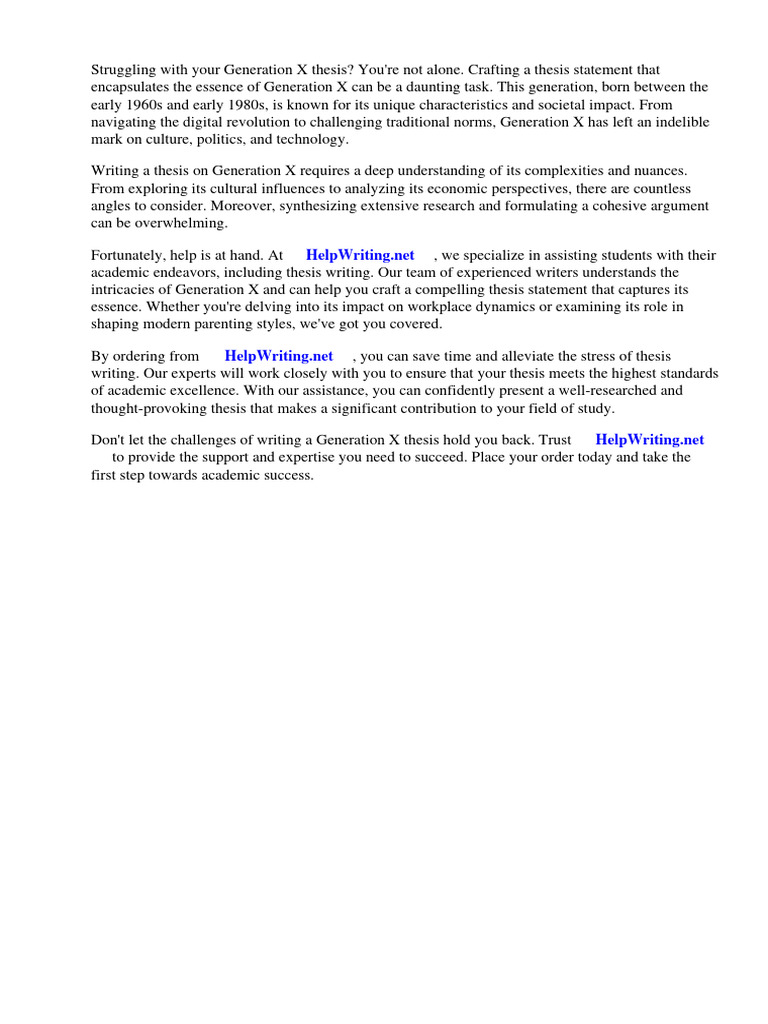 Generation X Thesis Statements | PDF | Essays | Thesis