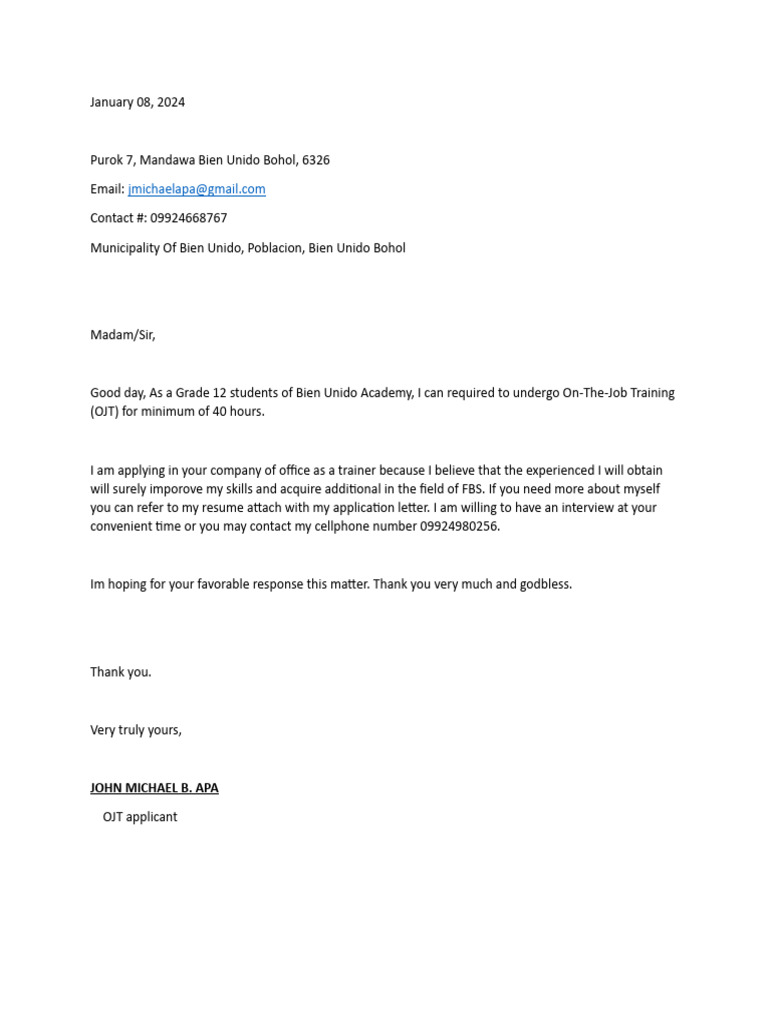 Application Letter Apa | PDF