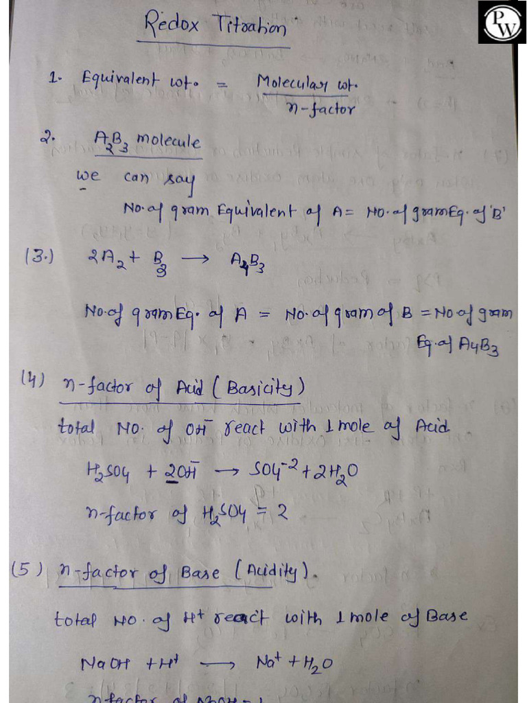 Redox Titration CSD - Class Notes (Arjuna JEE 2023) | PDF