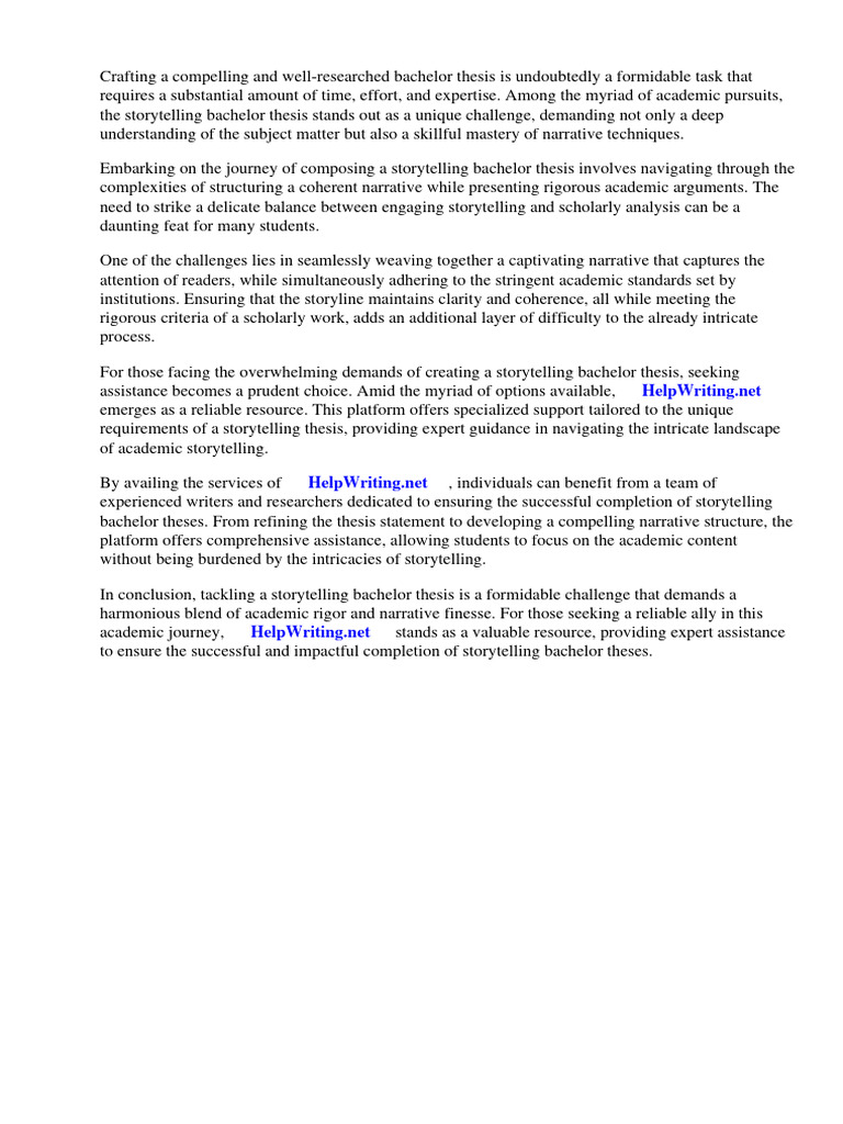Storytelling Bachelor Thesis PDF Thesis Storytelling
