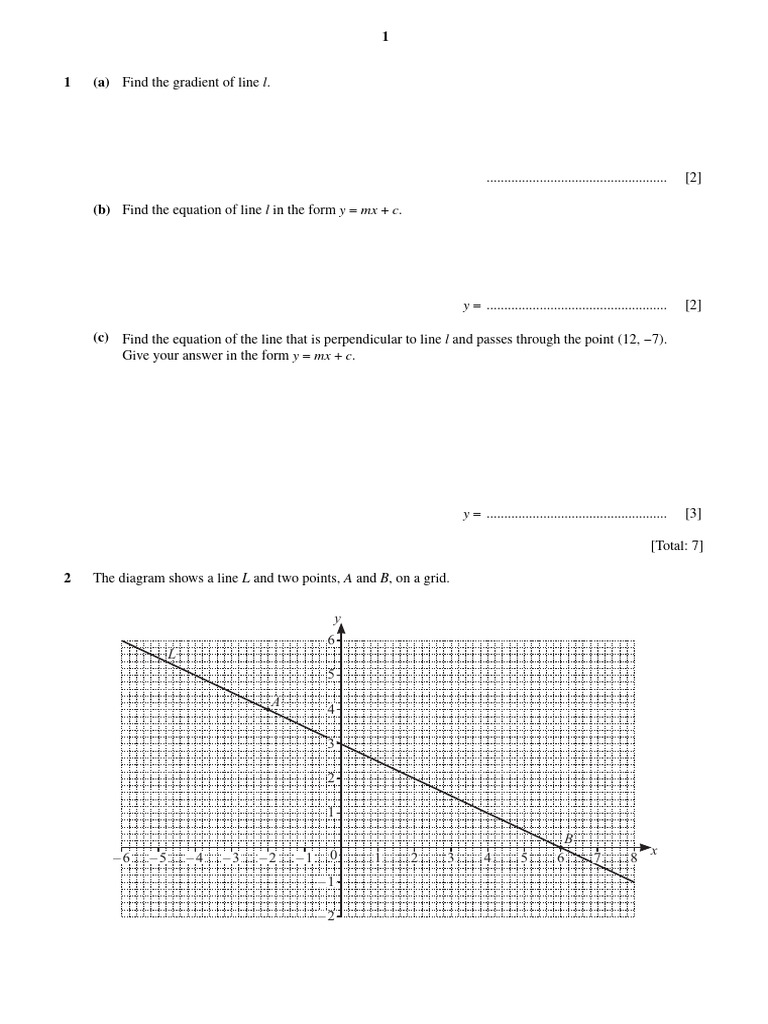 Line Equation Igcse Pdf Mathematics Analytic Geometry