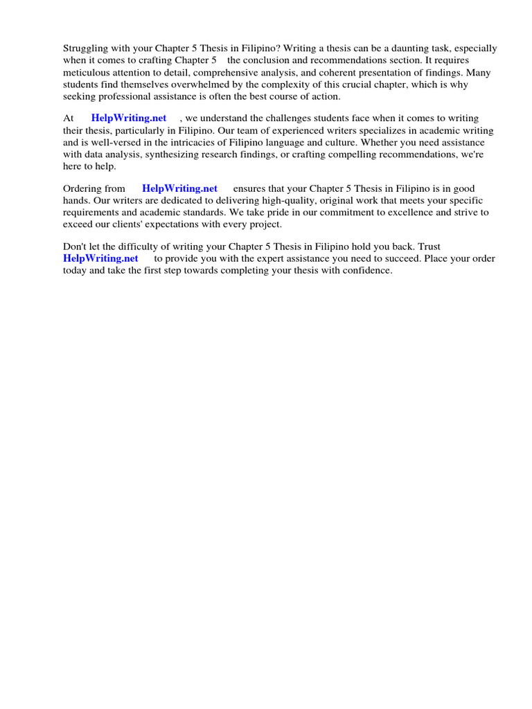 Chapter 5 Thesis Filipino | PDF | Tagalog Language | Thesis