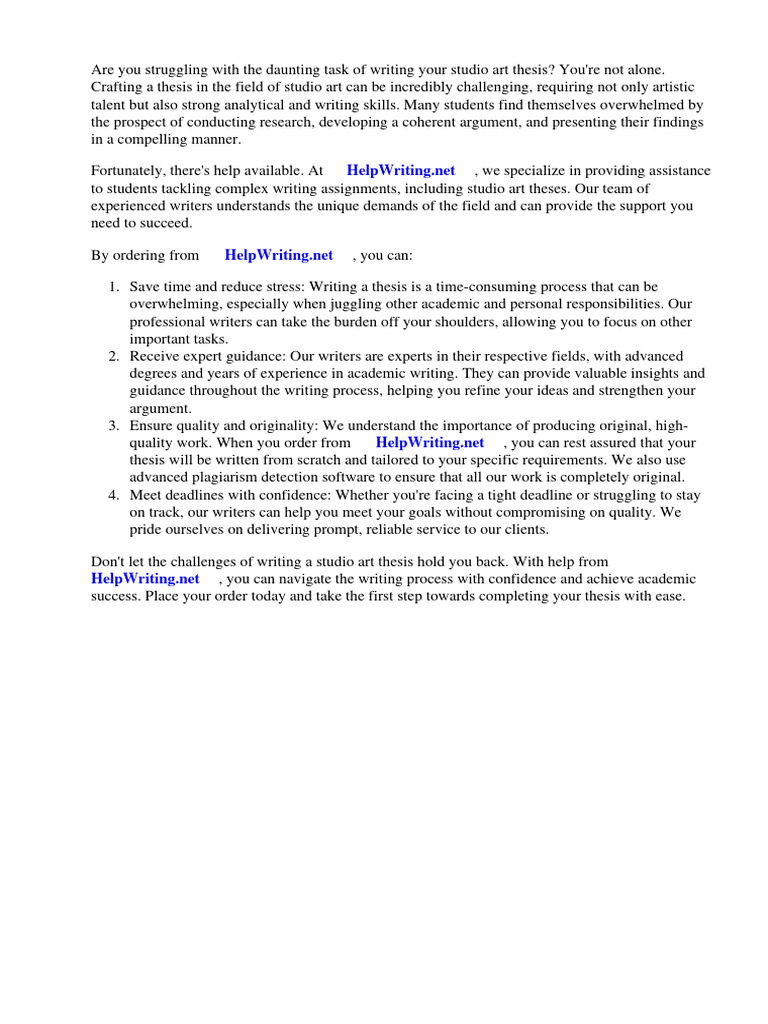 Studio Art Thesis Examples | PDF | Thesis | Essays