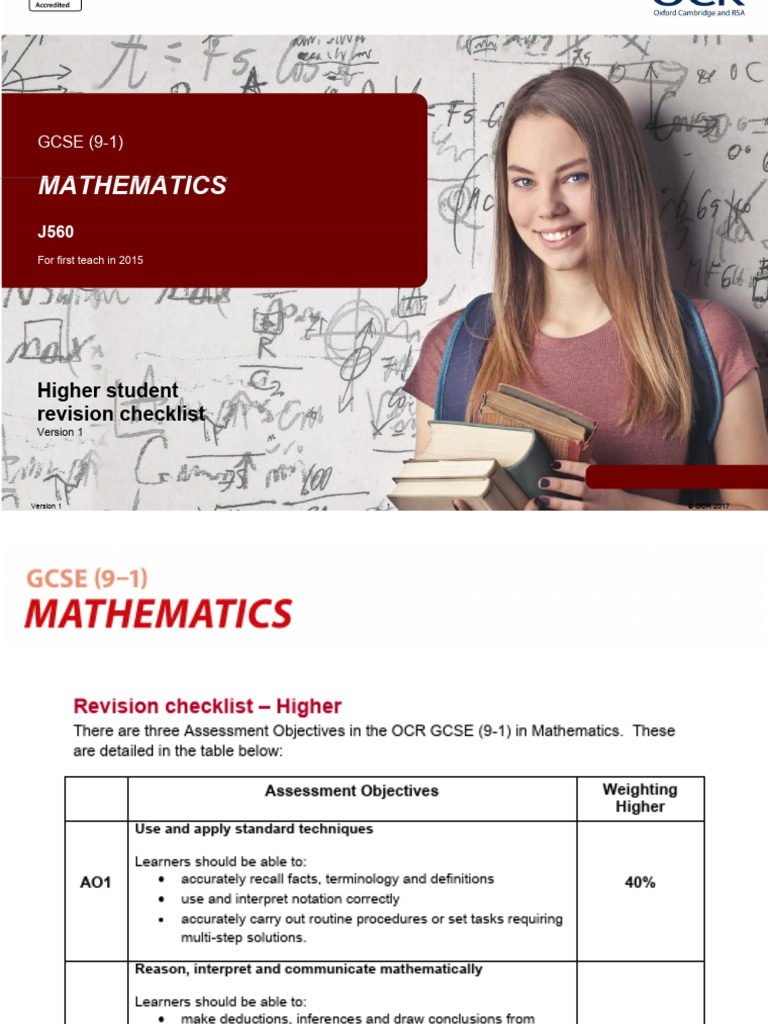 379302 Revision Checklist Higher Tier 2 | PDF | Equations | Quadratic ...