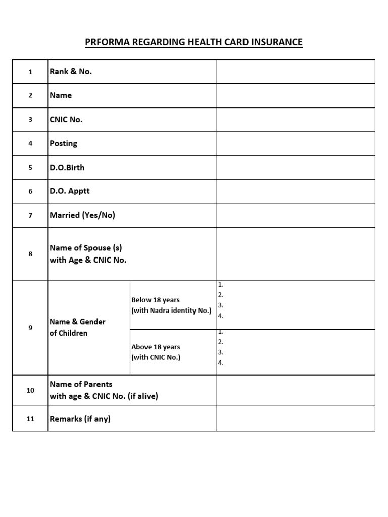 Health Card Insurance Registration Form | PDF