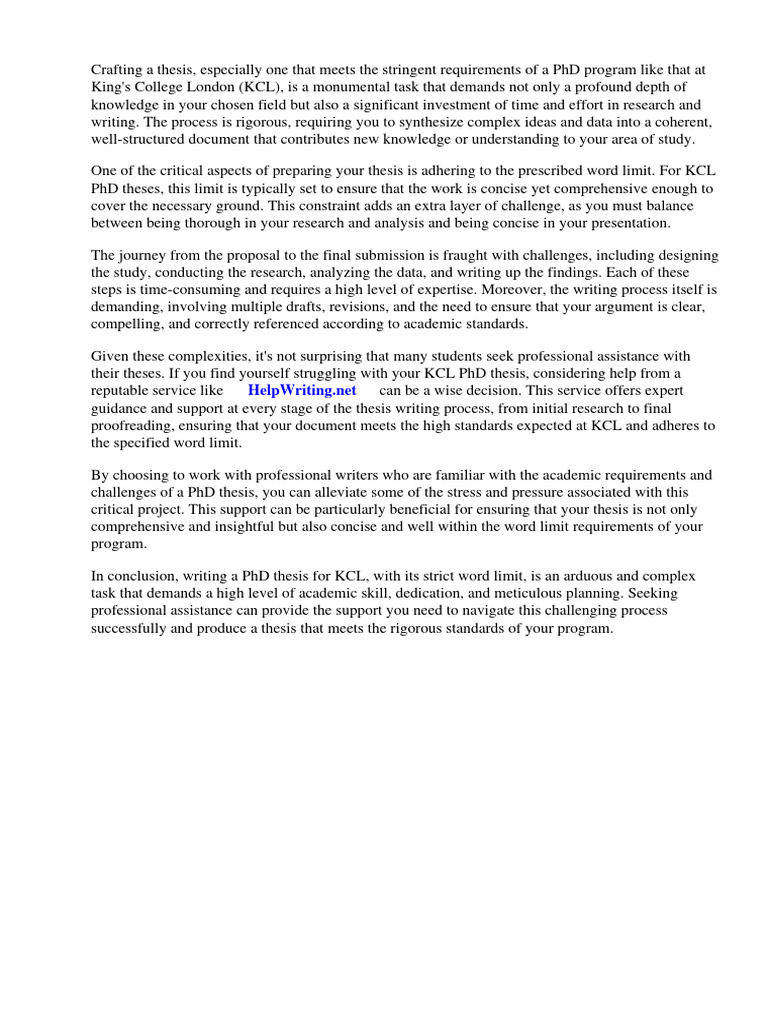 KCL PHD Thesis Word Limit | PDF | Thesis | Doctor Of Philosophy
