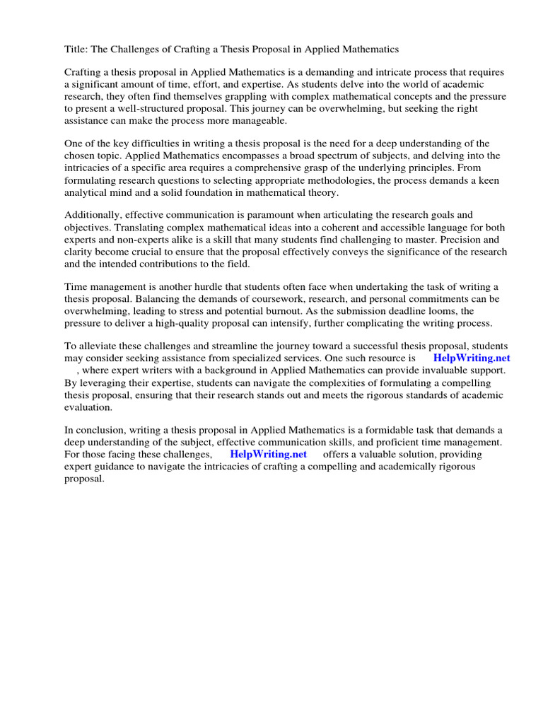 Thesis Proposal Applied Mathematics | PDF | Thesis | Knowledge Thesis Proposal Applied Mathematics | PDF | Thesis | Knowledge