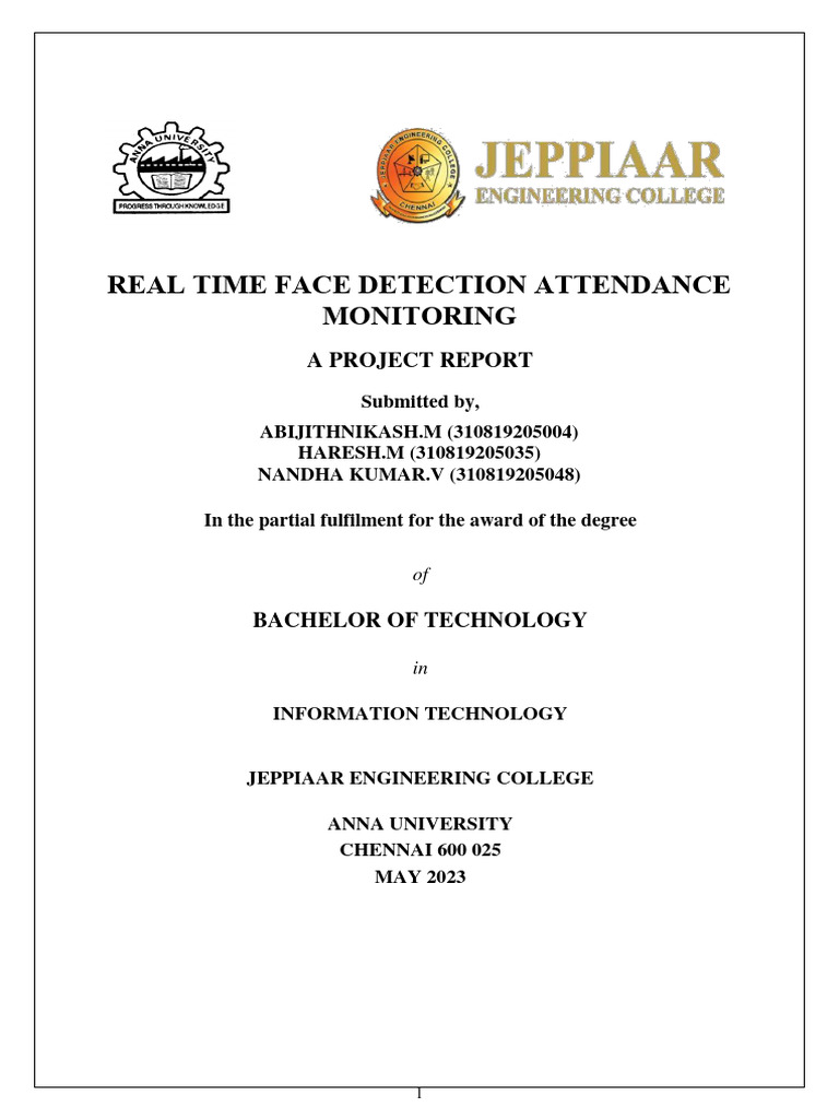 Real Time Face Detection Report | PDF | Databases | My Sql