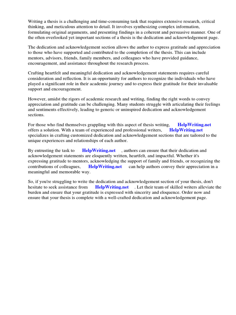 Thesis Dedication and Acknowledgement | PDF | Thesis | Cognition