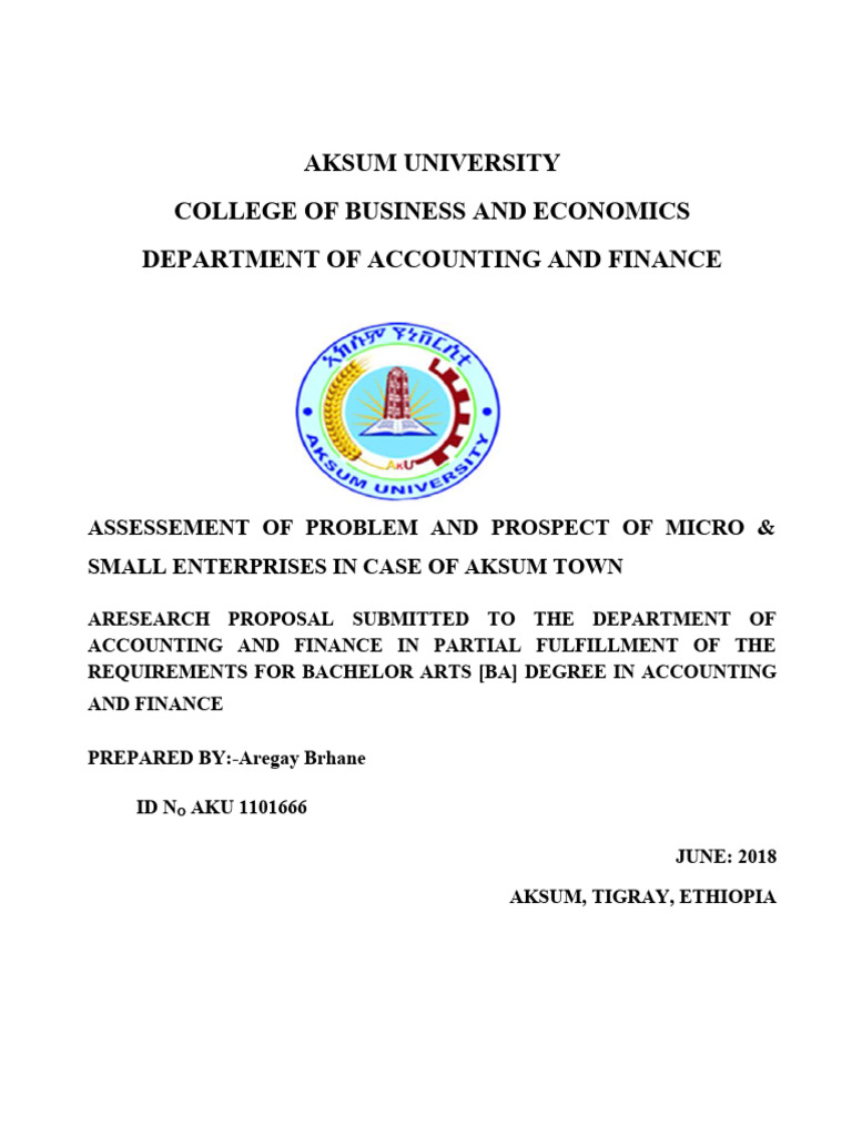 Aregay Editd Proposal | PDF | Economic Growth | Small And Medium Sized ...