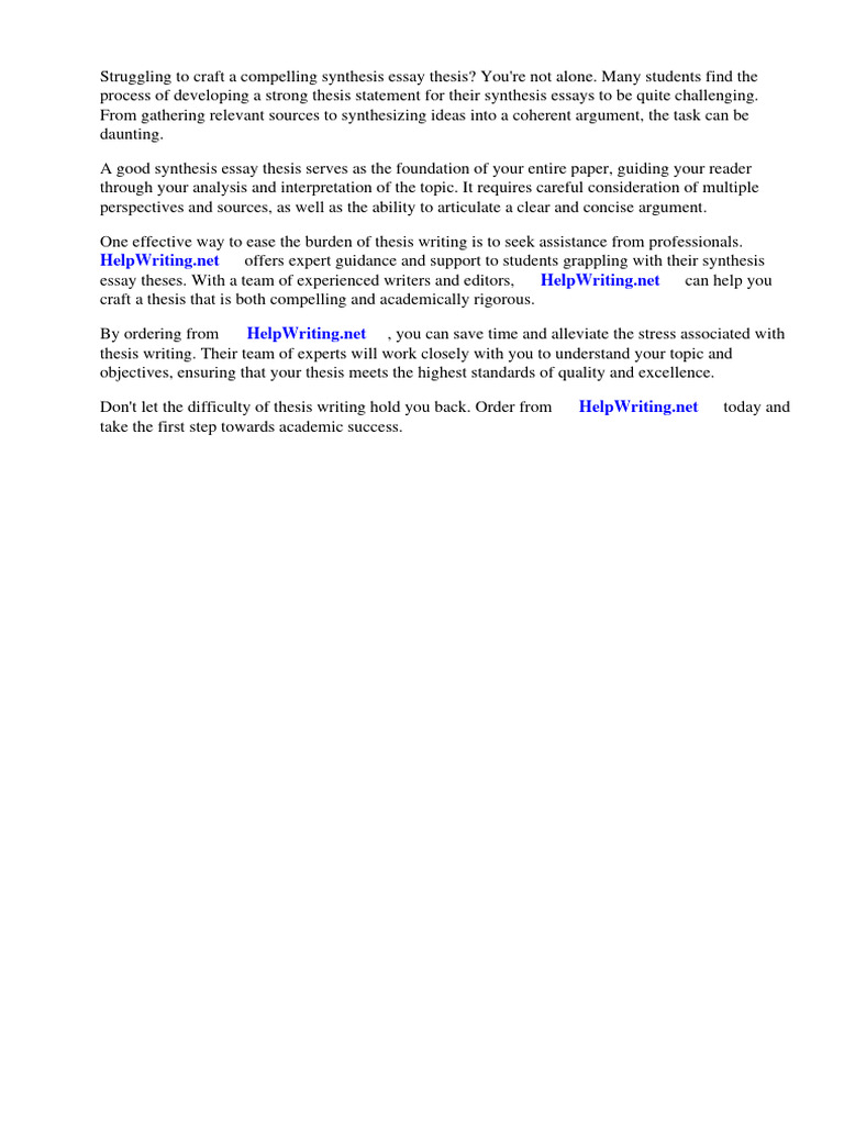 Good Synthesis Essay Thesis | PDF | Essays | Dialectic