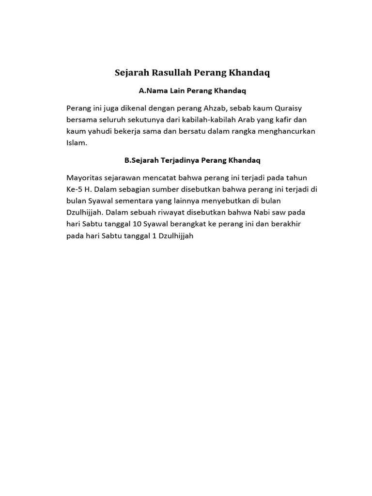 Sejarah Perang Khandaq dan Ahzab | PDF | Perjalanan | Sejarah