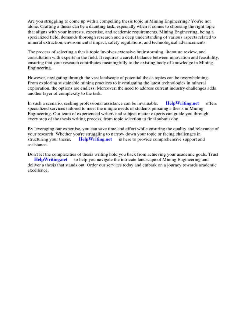 Thesis Topics Mining Engineering | PDF | Mining | Data Mining