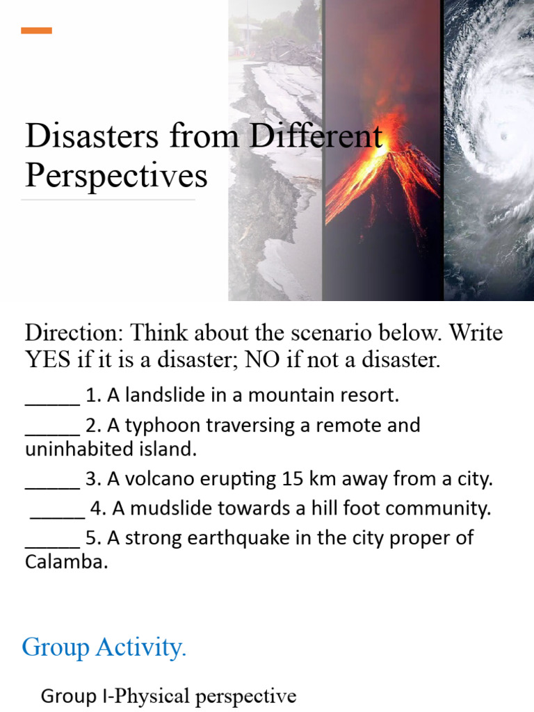 Disasters From Different Perspectives | PDF | Psychology | Behavioural ...