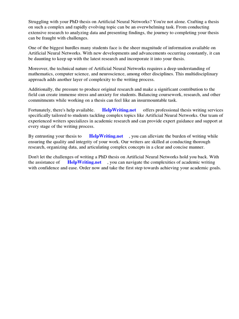 PHD Thesis On Artificial Neural Networks | PDF | Artificial Neural ...