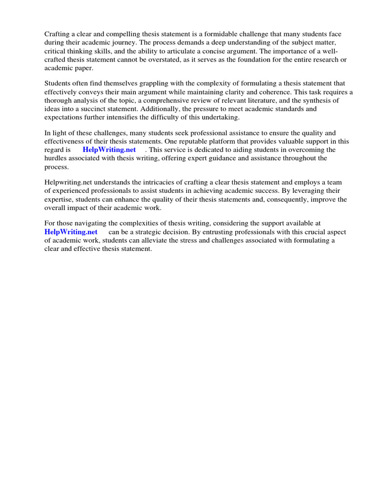 Example of A Clear Thesis Statement | PDF | Essays | Thesis
