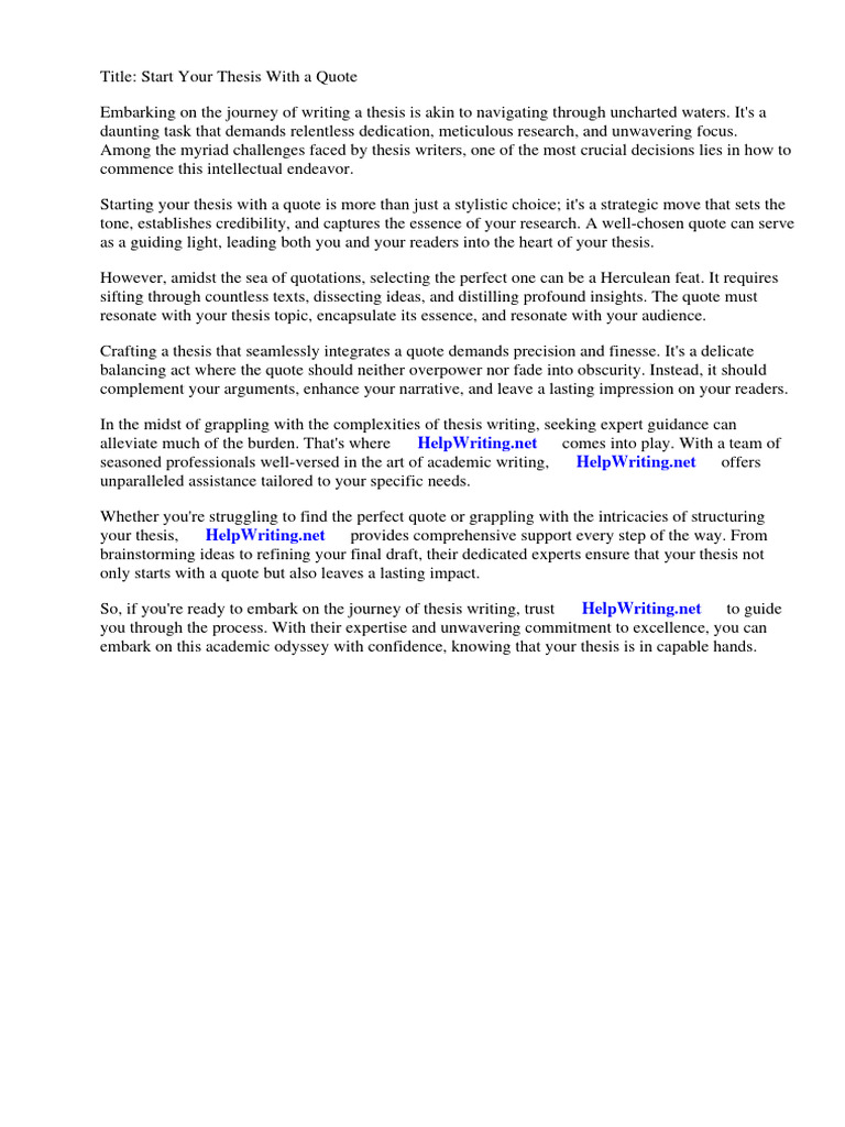 Start Thesis With A Quote | PDF | Thesis | Essays