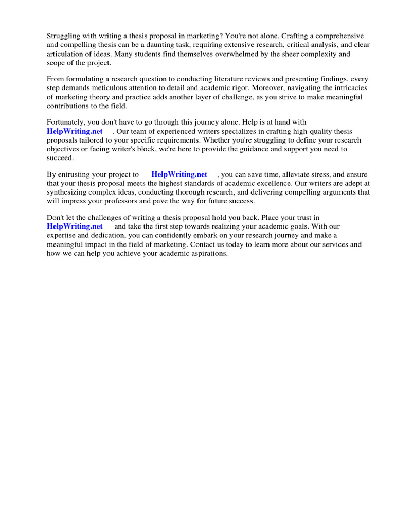Marketing Thesis Proposal Sample | PDF | Thesis | Methodology