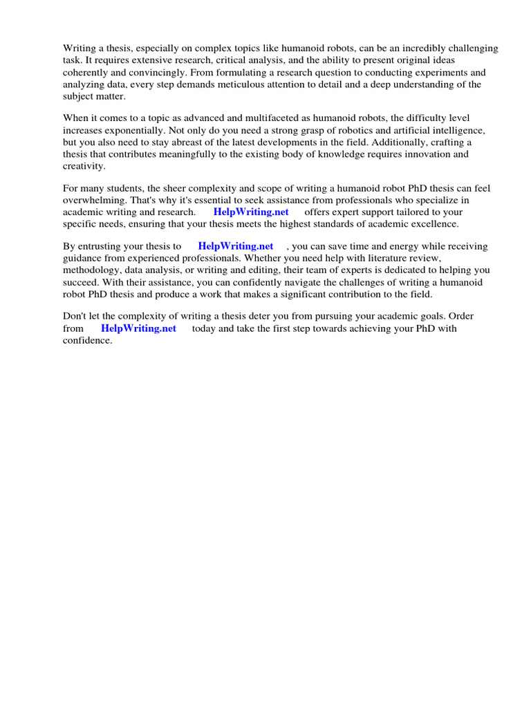 Humanoid Robot PHD Thesis | PDF | Robot | Robotics