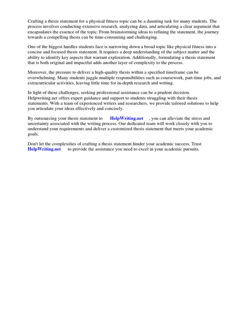 Thesis Statement For Physical Fitness | PDF | Skeletal Muscle ...