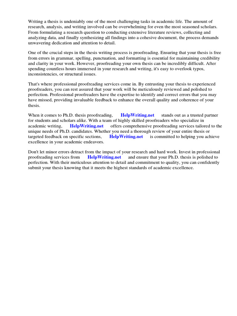 PHD Thesis Proofreading Service | PDF | Proofreading | Editing