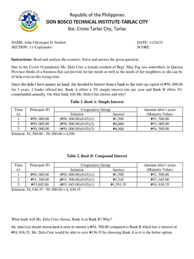 Simple and Compound Interest Activity. | PDF | Interest | Compound Interest